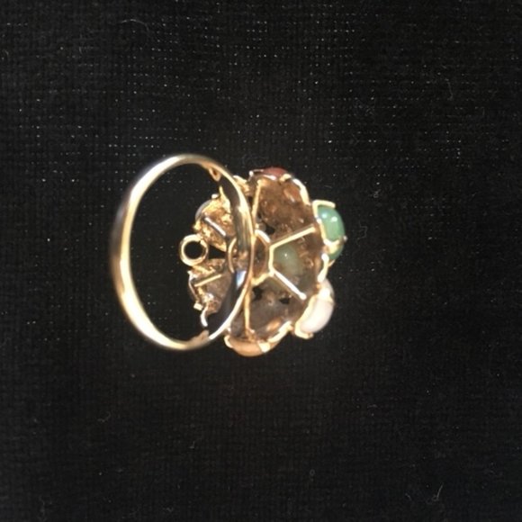 Jewelry | Multicolored Jade Cluster Ring With 14k Gold Setting | Poshmark